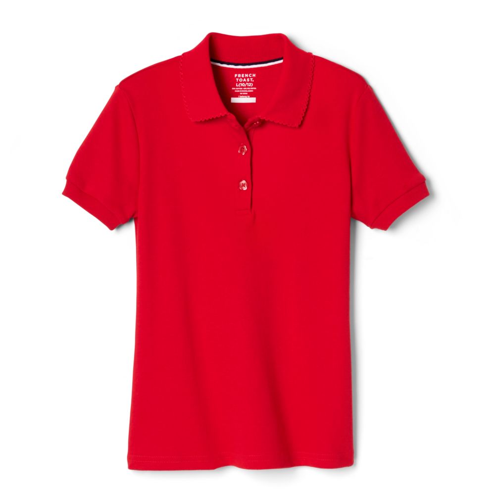 Polo, Girls Red S/S Interlock with Picot Collar (Feminine Fit)